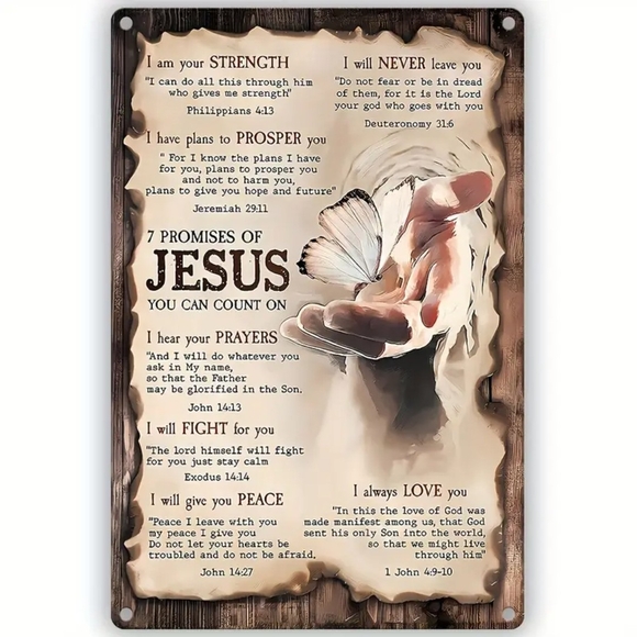 Accents | Christian Scriptures Jesus Hand Aluminum Vintage Style Home ...